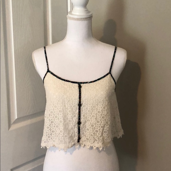 Paper Crane | Tops | Paper Crane Small Ivory W Floral Lining Crop Top ...